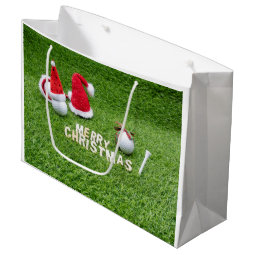 Golf ball and Santa hat for golfer Christmas Large Gift Bag | Zazzle