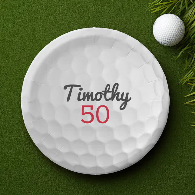 Golf Ball Birthday Party - 50th or Other Year Paper Plates | Zazzle