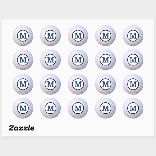 Golf Ball Customizable Monogram Blue Classic Round Sticker | Zazzle