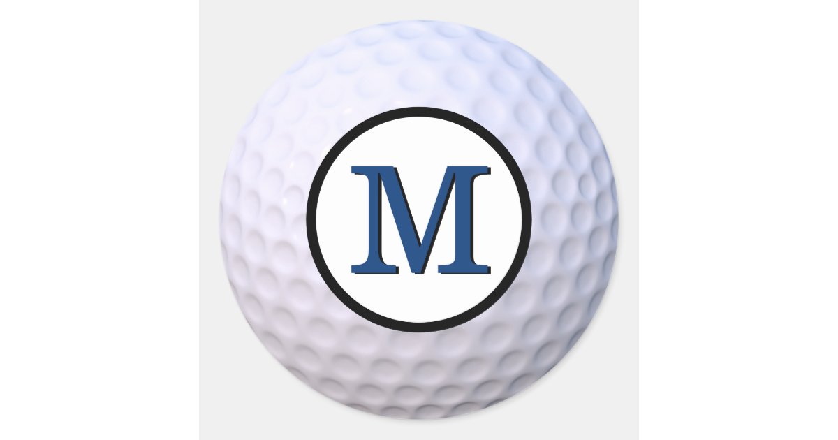 Golf Ball Customizable Monogram Blue Classic Round Sticker | Zazzle