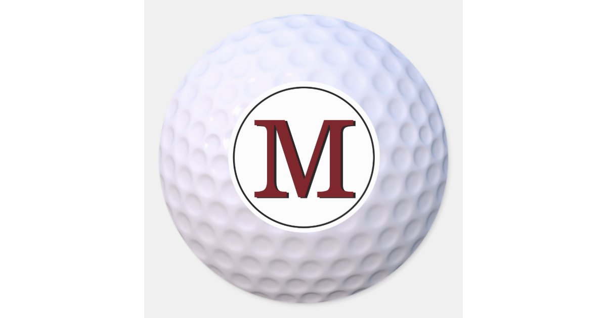 Golf Ball Customizable Monogram Classic Round Sticker | Zazzle