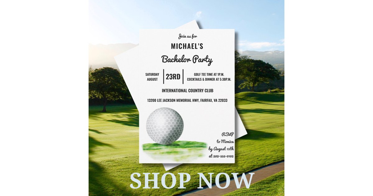 Golf Ball Design | Golf Bachelor Party Invitation | Zazzle