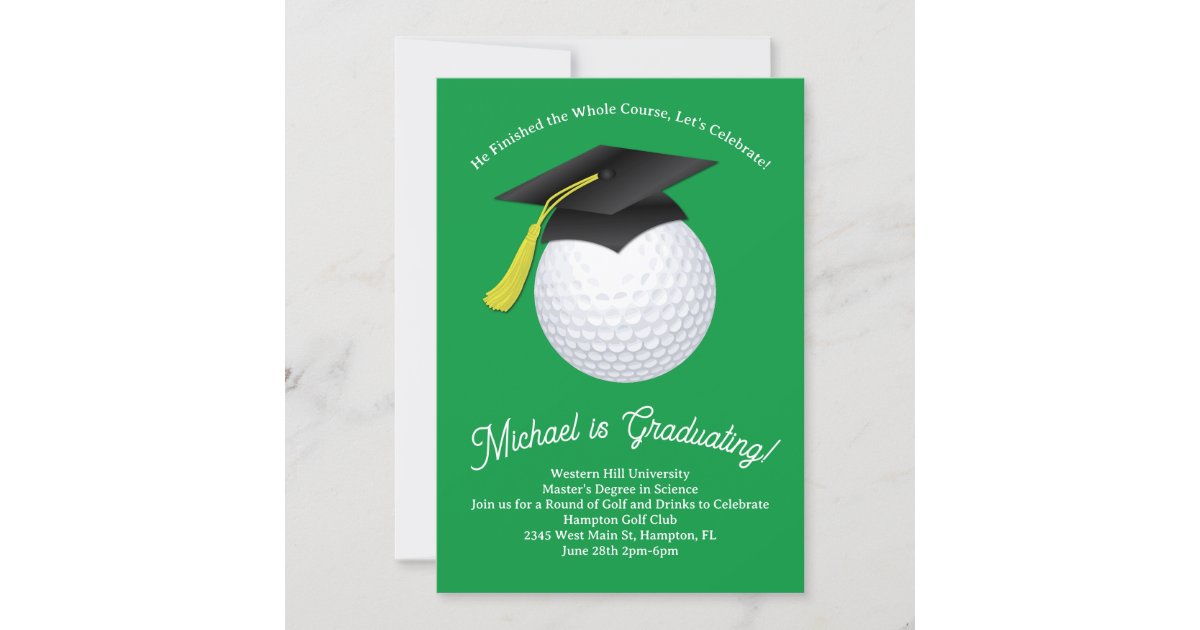 Golf Ball Graduation Party Invitation | Zazzle
