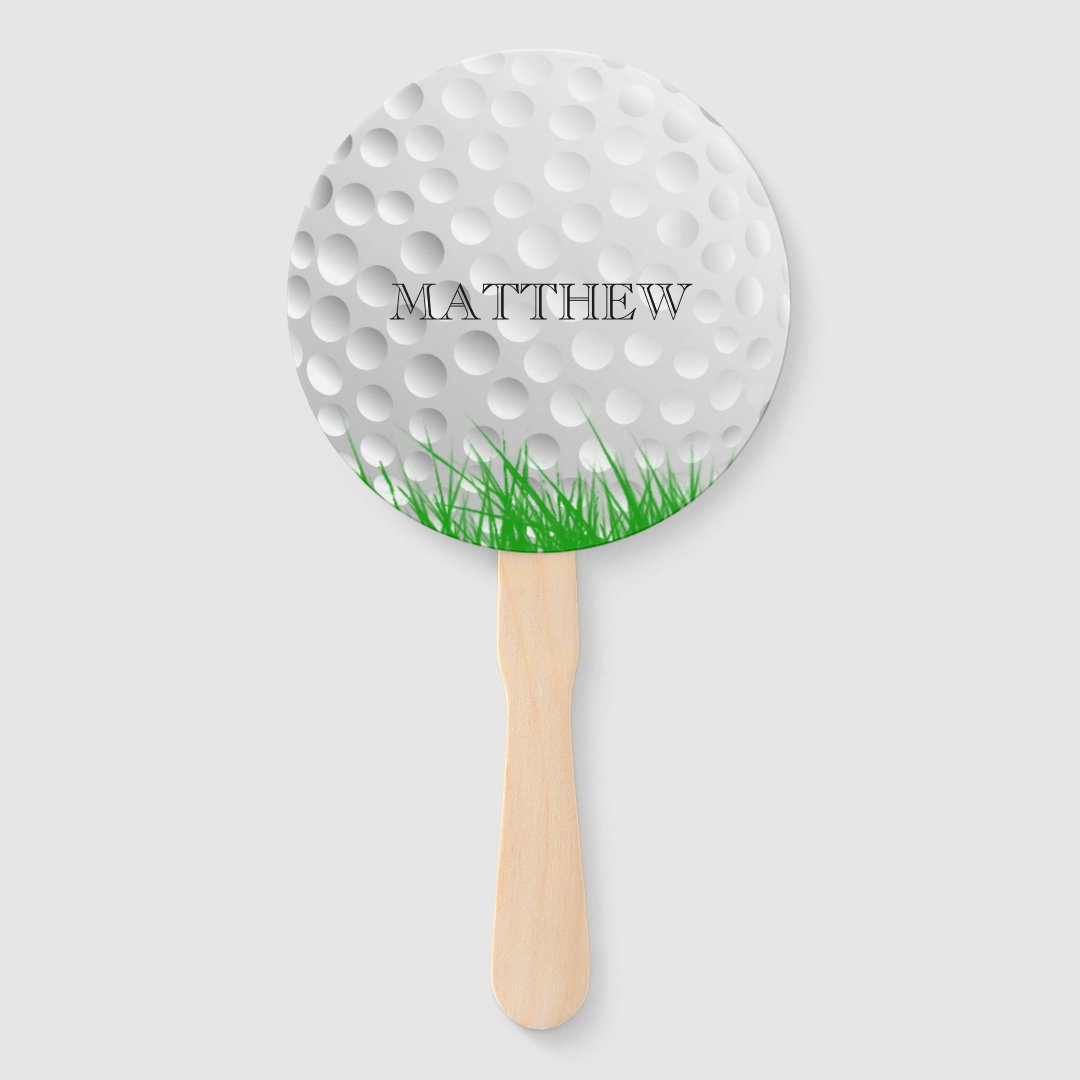 Golf ball in Grass Personalized Hand Fan | Zazzle