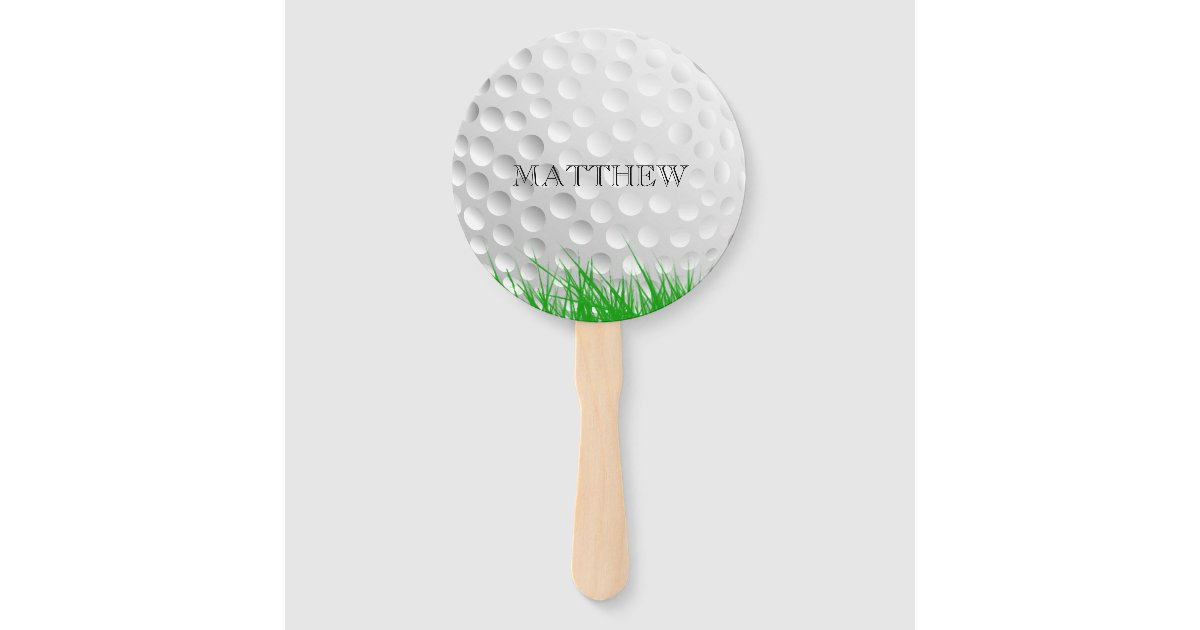 Golf ball in Grass Personalized Hand Fan | Zazzle