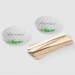 Golf ball in Grass Personalized Hand Fan | Zazzle