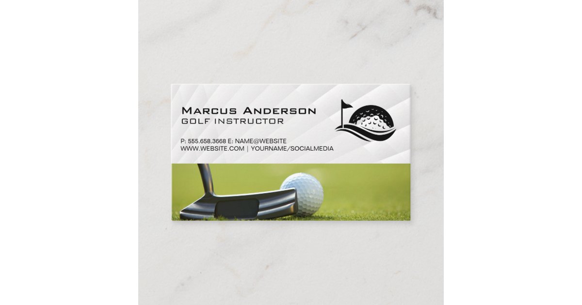Golf Ball Logo | Club House | Putter Business Card | Zazzle