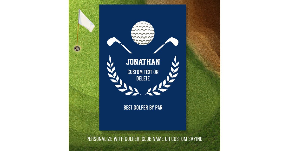 Golf Ball Logo Personalized Golfer Club Name Blue Rug | Zazzle