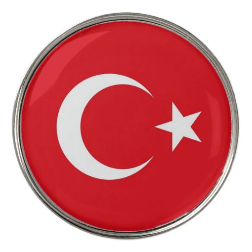 Golf Ball Marker with Flag of Turkey | Zazzle
