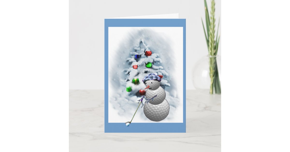 Golf Ball Snowman Christmas Holiday Card | Zazzle