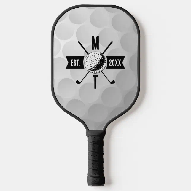 Golf Ball Texture & Club Initial Monogram Pickleball Paddle | Zazzle