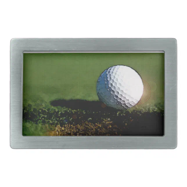 Golf Ball & the Hole Rectangular Belt Buckle | Zazzle