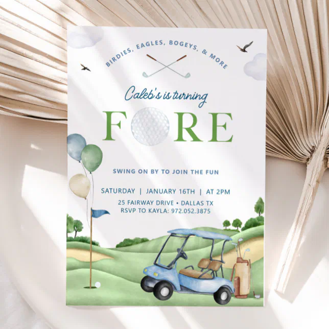 Golf Birthday Invitation, 4th Golf Birthday Party Invitation | Zazzle