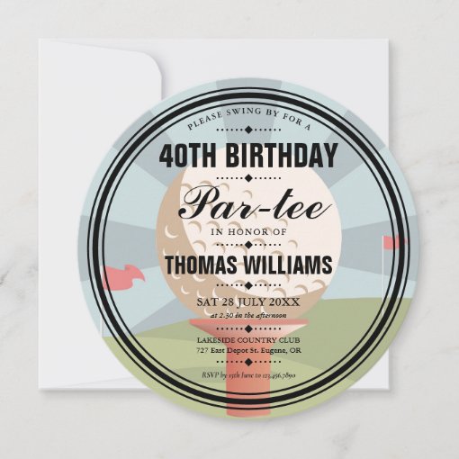 Golf Birthday Partee Party Circular Invitation | Zazzle