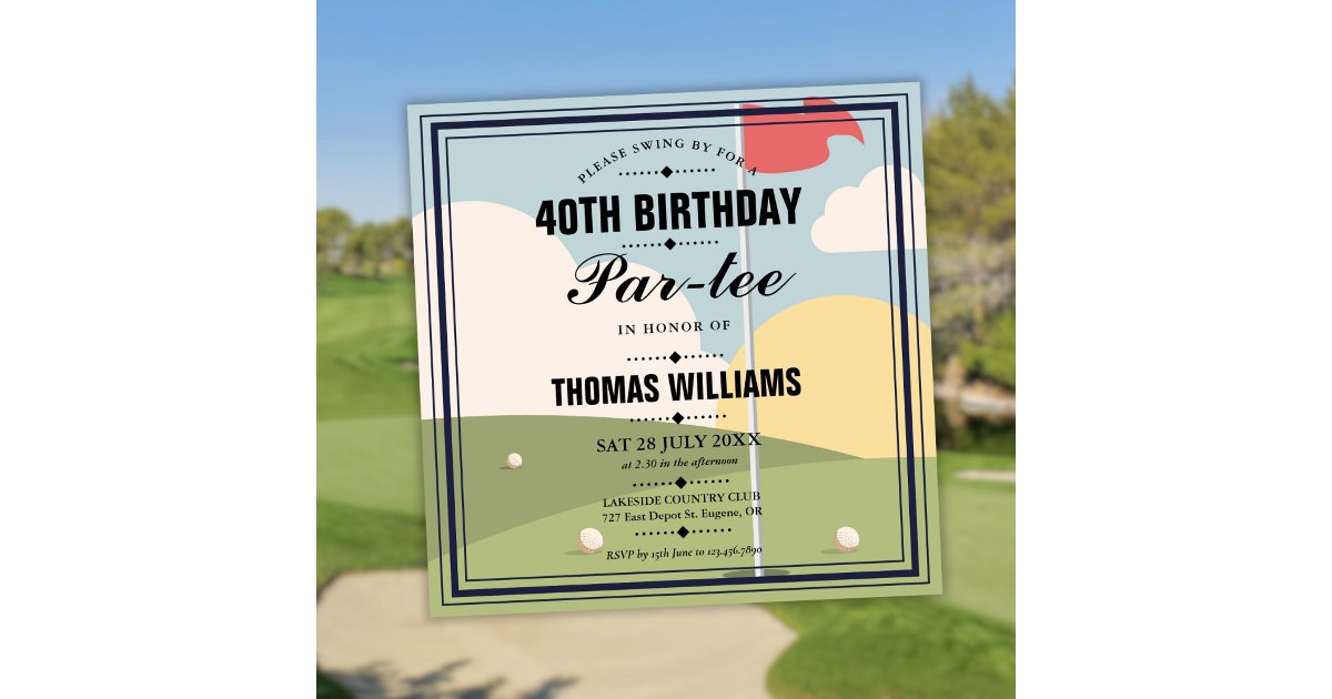 Golf Birthday Partee Party Square Invitation | Zazzle