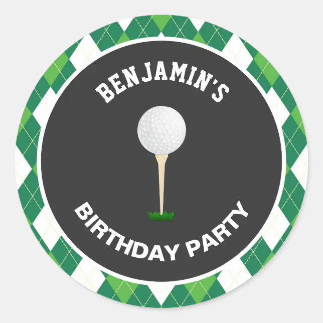 Golf Birthday Party Favor Sticker | Zazzle