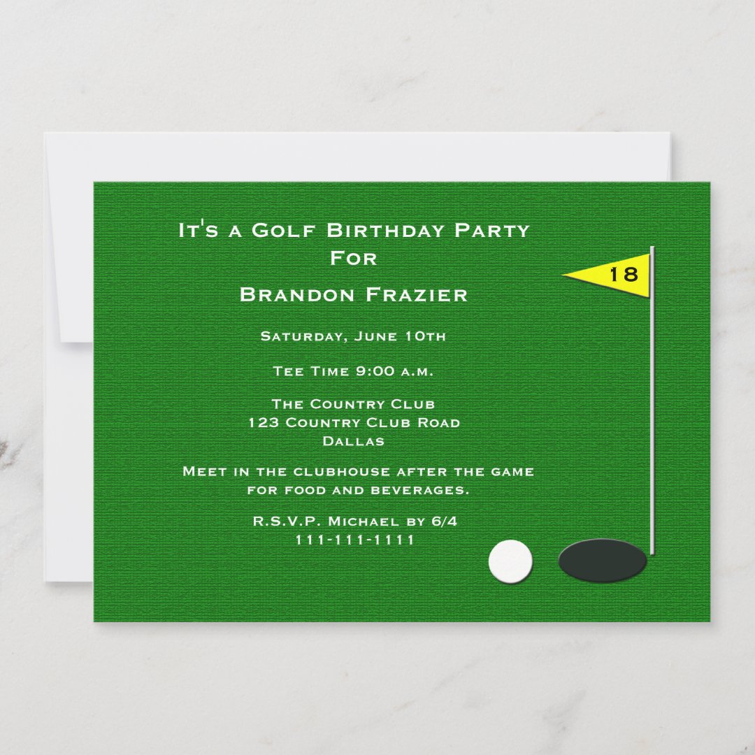 Golf Birthday Party Invitation 18th Golf Hole | Zazzle