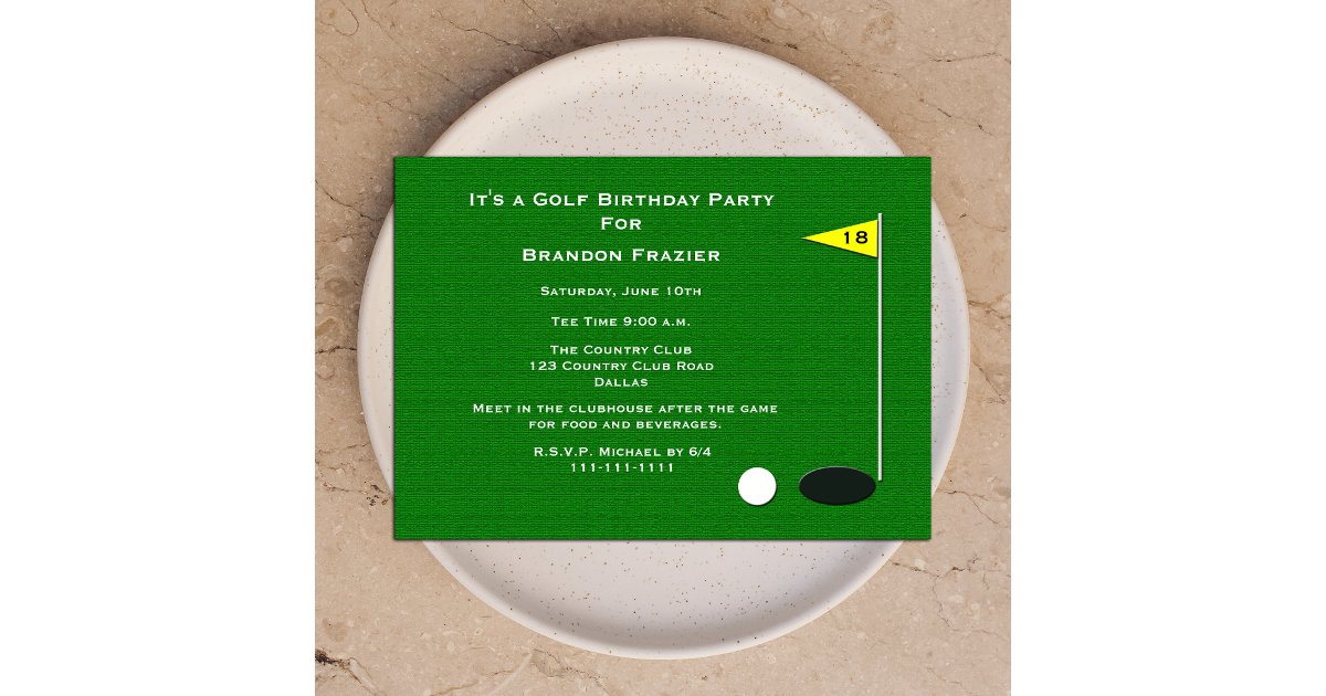 Golf Birthday Party Invitation 18th Golf Hole | Zazzle