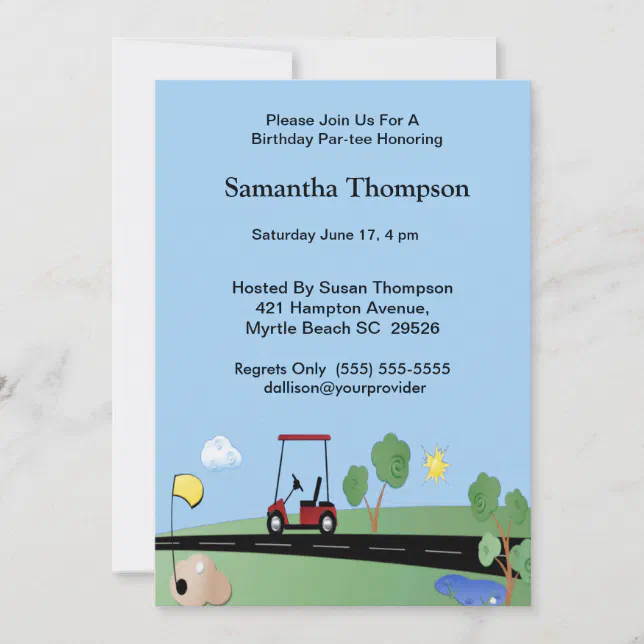 Golf Cart Birthday Invitations | Zazzle
