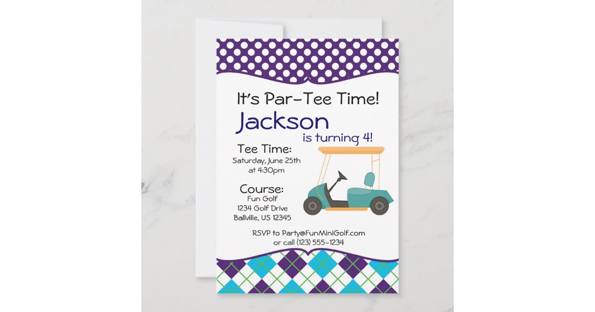 Golf Cart Birthday Party Invitation | Zazzle