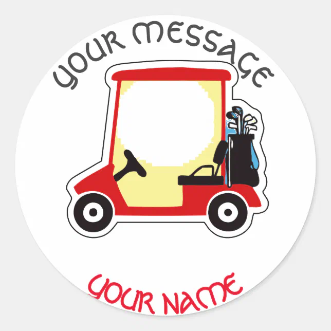 Golf cart classic round sticker | Zazzle