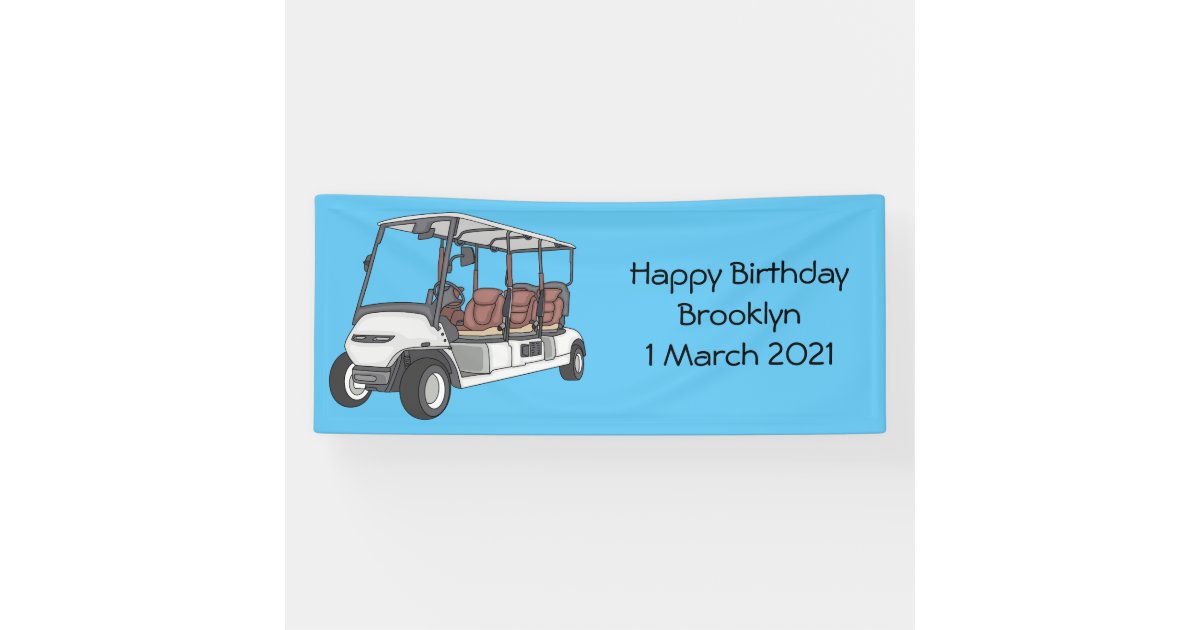 Golf cart / golf buggy cartoon illustration banner | Zazzle