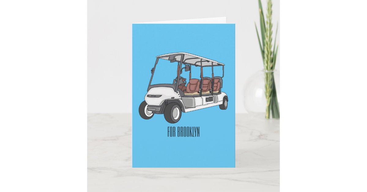 Golf cart / golf buggy cartoon illustration card | Zazzle
