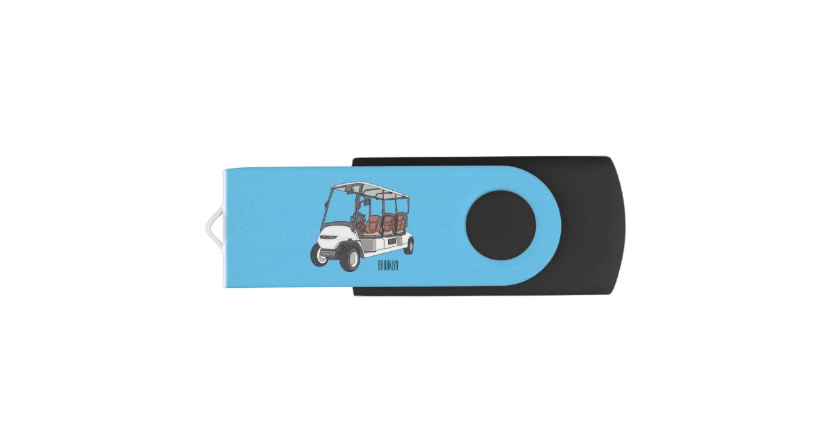Golf cart / golf buggy cartoon illustration flash drive | Zazzle