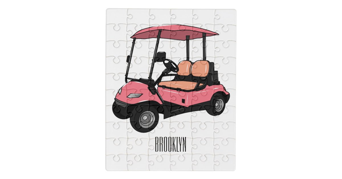 Golf cart / golf buggy cartoon illustration jigsaw puzzle | Zazzle