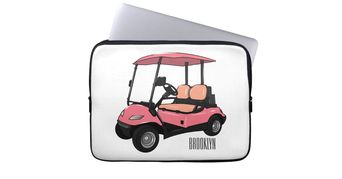 Golf cart / golf buggy cartoon illustration laptop sleeve | Zazzle