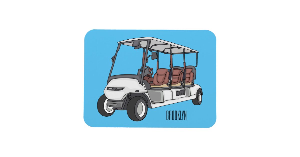 Golf cart / golf buggy cartoon illustration magnet | Zazzle