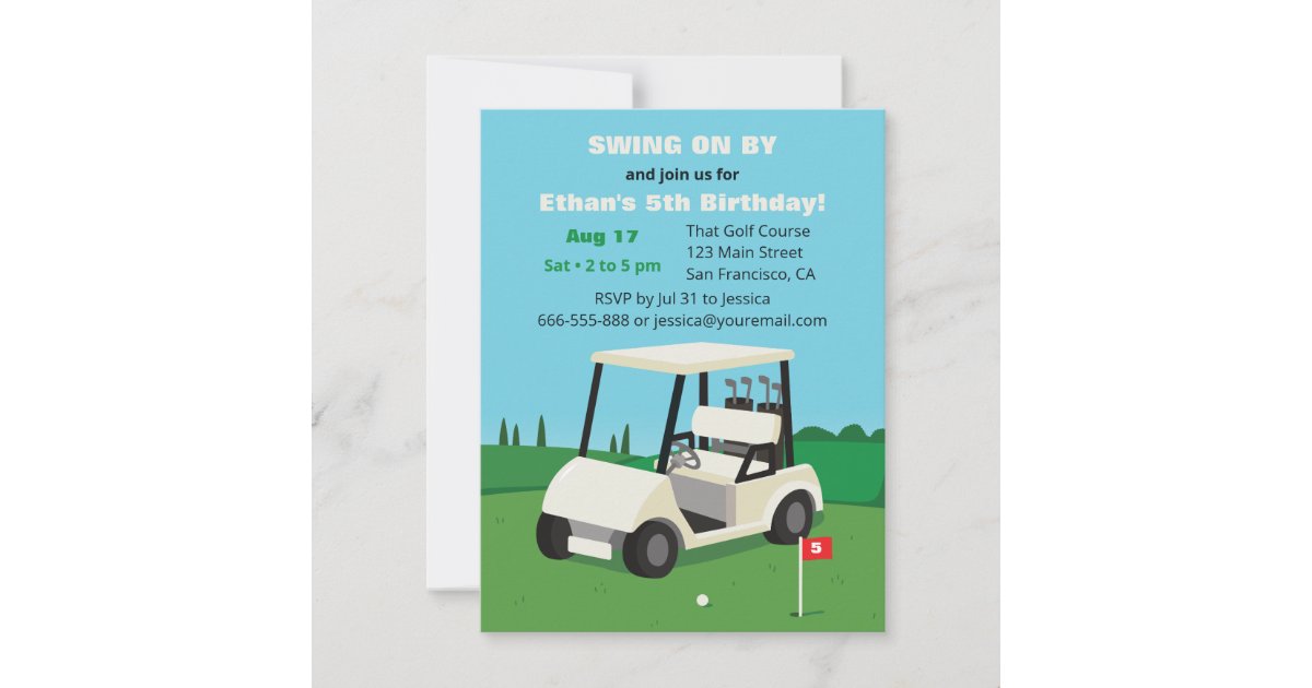 Golf Cart Kids Birthday Party Invitations | Zazzle