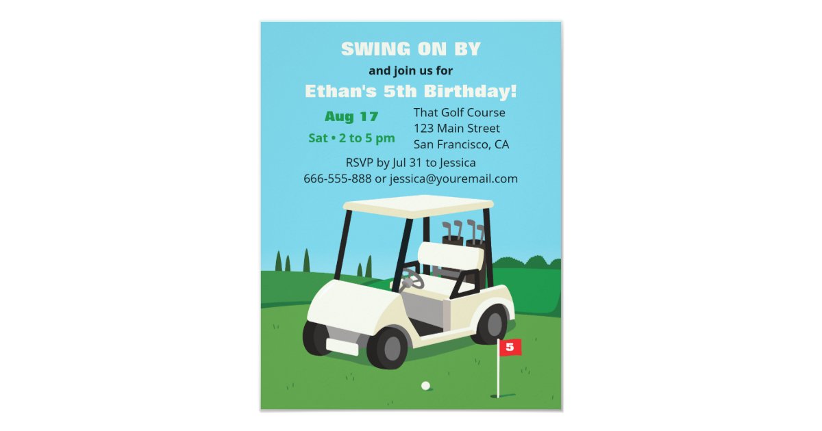 Golf Cart Kids Birthday Party Invitations | Zazzle.com