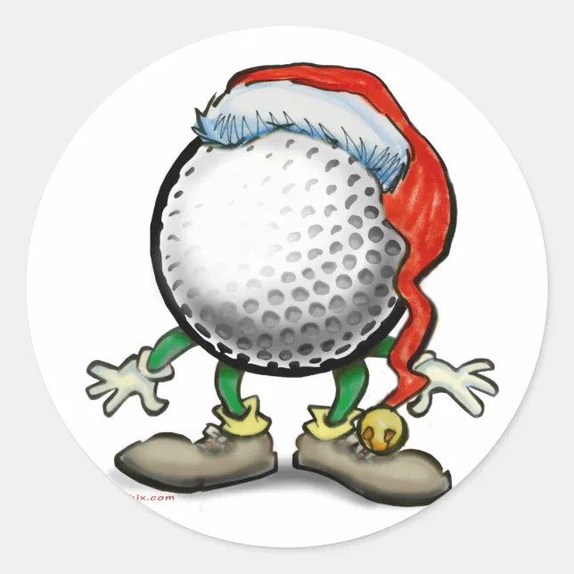 Golf Christmas Classic Round Sticker | Zazzle