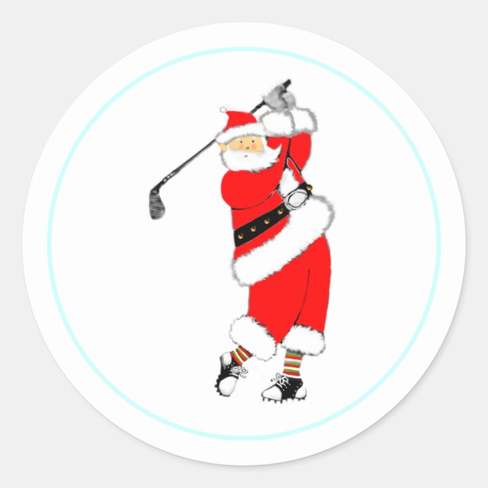 golf Christmas Santa Classic Round Sticker | Zazzle.com