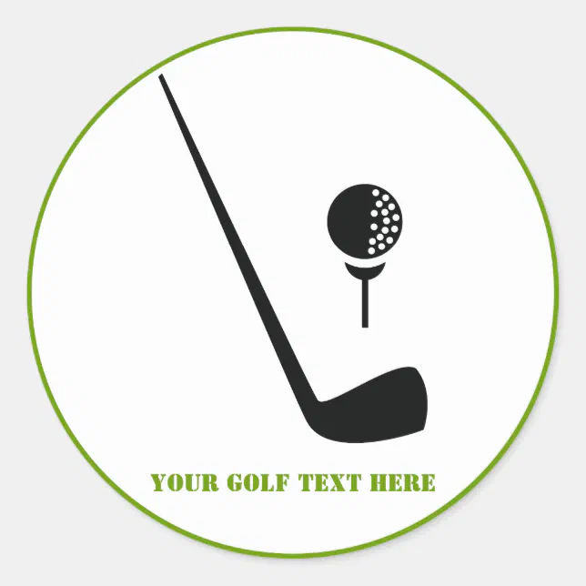 Golf club and ball black, green custom classic round sticker | Zazzle