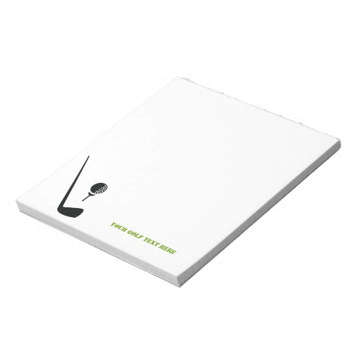 Golf club and ball black, green custom notepad | Zazzle