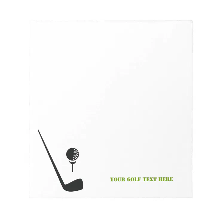 Golf club and ball black, green custom notepad | Zazzle