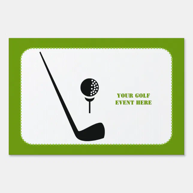 Golf club and ball black, green custom yard sign | Zazzle