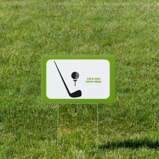 Golf club and ball black, green custom yard sign | Zazzle