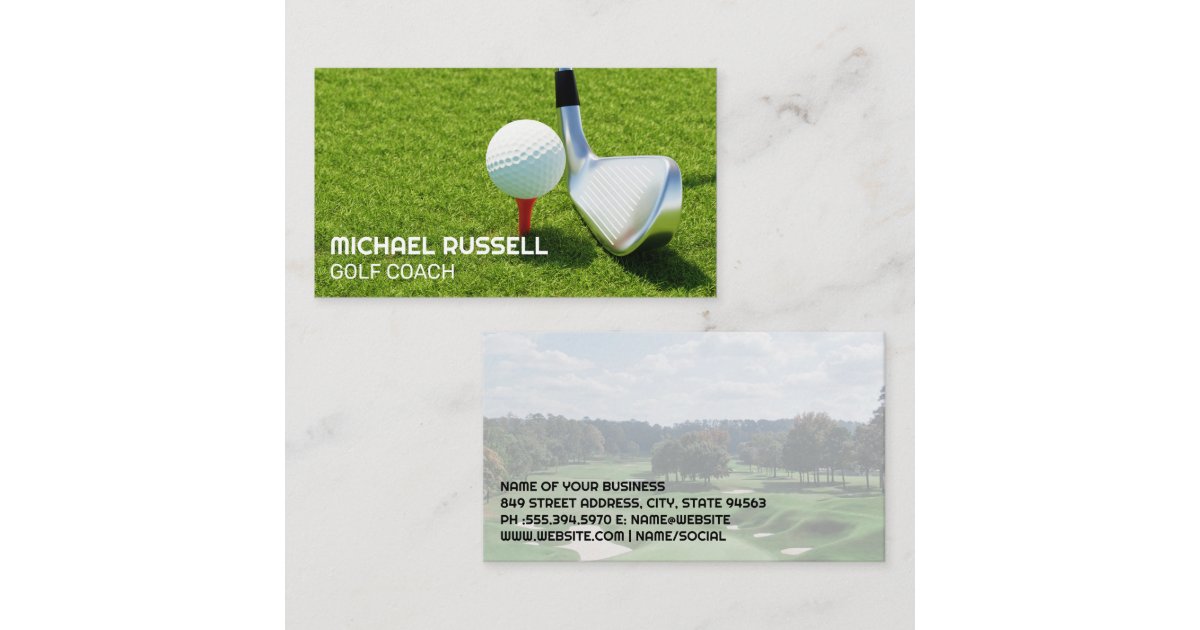 Golf Club and Ball | Course Business Card | Zazzle
