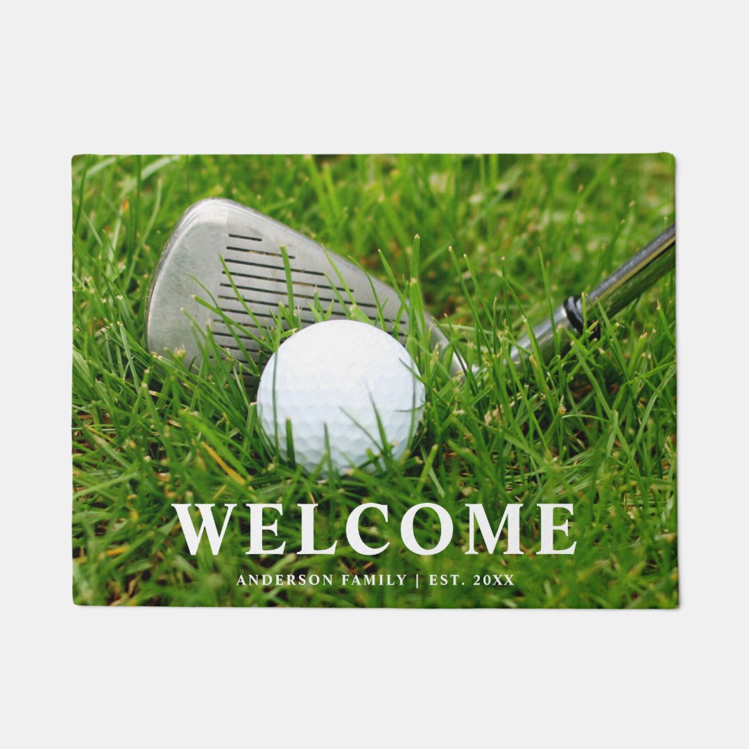 Golf Club and Ball Personalized Doormat | Zazzle