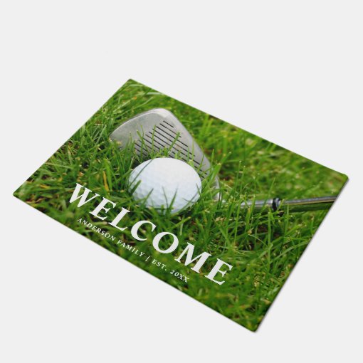 Golf Club and Ball Personalized Doormat | Zazzle