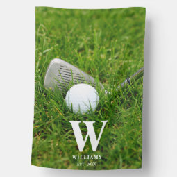 Golf Club and Ball Personalized House Flag | Zazzle