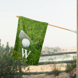 Golf Club and Ball Personalized House Flag | Zazzle