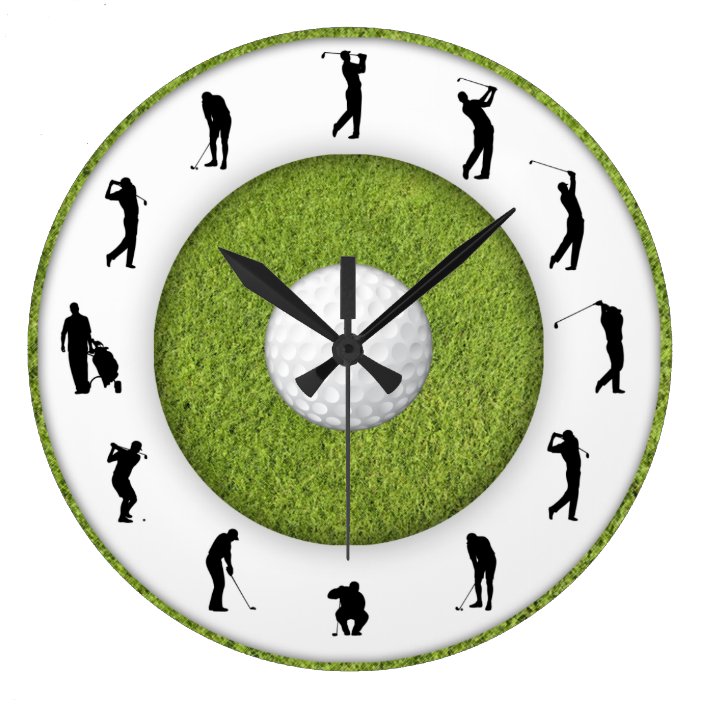Golf Club Golfer Figure Grass Design Clock | Zazzle.com