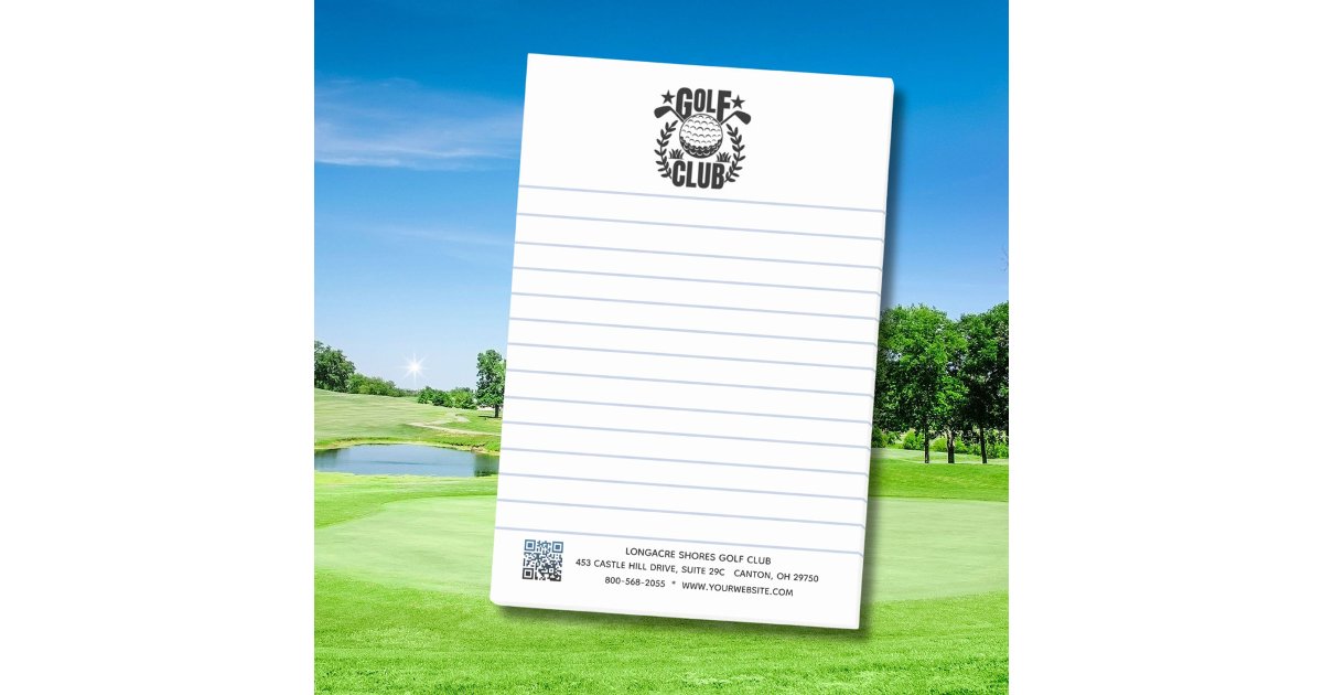 Golf Club Logo and QR Code Lined Post-it Notes | Zazzle
