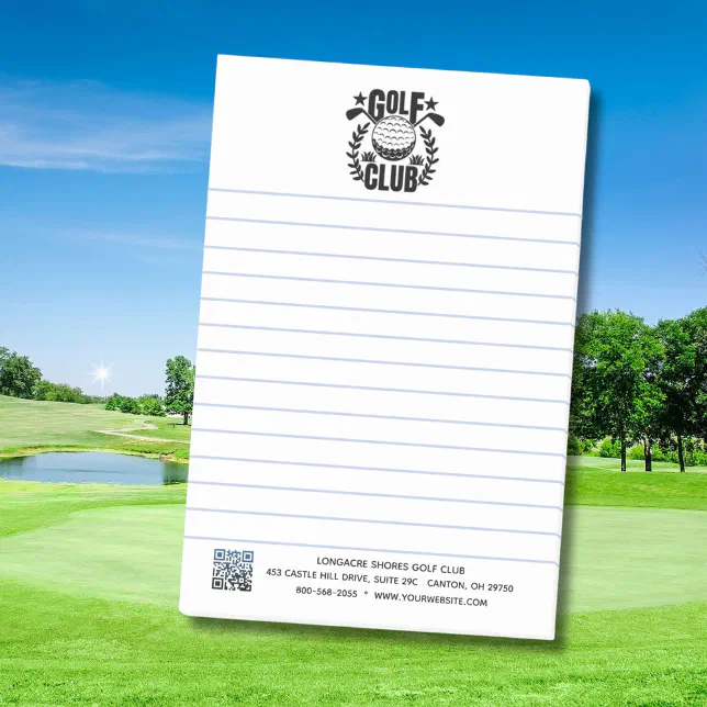 Golf Club Logo and QR Code Lined Post-it Notes | Zazzle