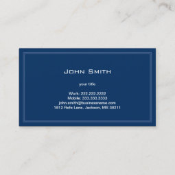 Golf Club Navy Blue Plain Simple Framed Business Card | Zazzle