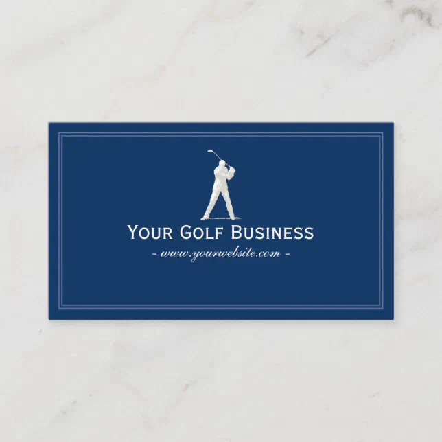 Golf Club Navy Blue Plain Simple Framed Business Card | Zazzle